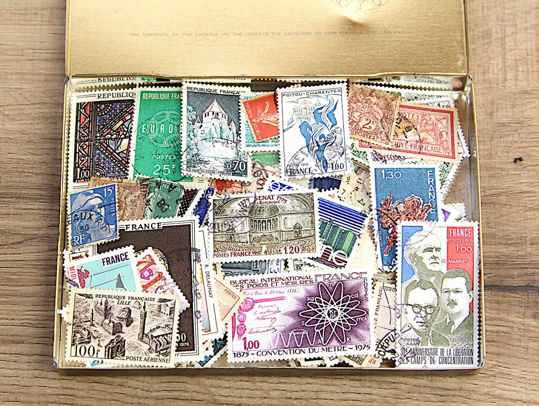 Vintage Tin Box With a Set of Several Hundred Used French 1930-90s ...