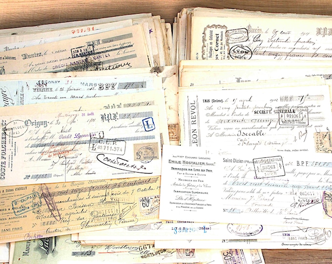 Antique French Checks, Commercial Bills (1900-1930s), Bundles of 10 ...