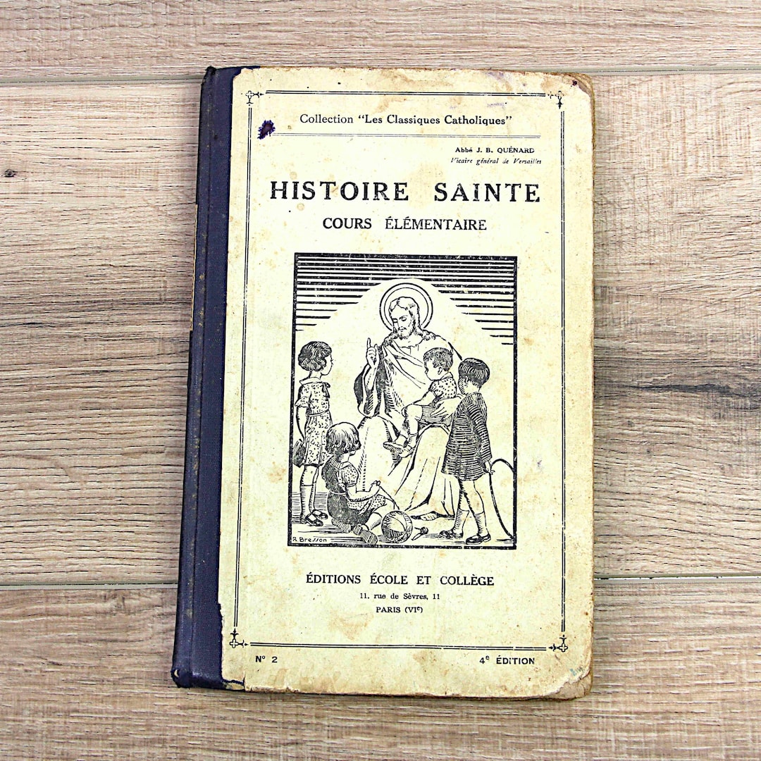 Antique French Illustrated Catechism, Catholic School Book With Holy ...