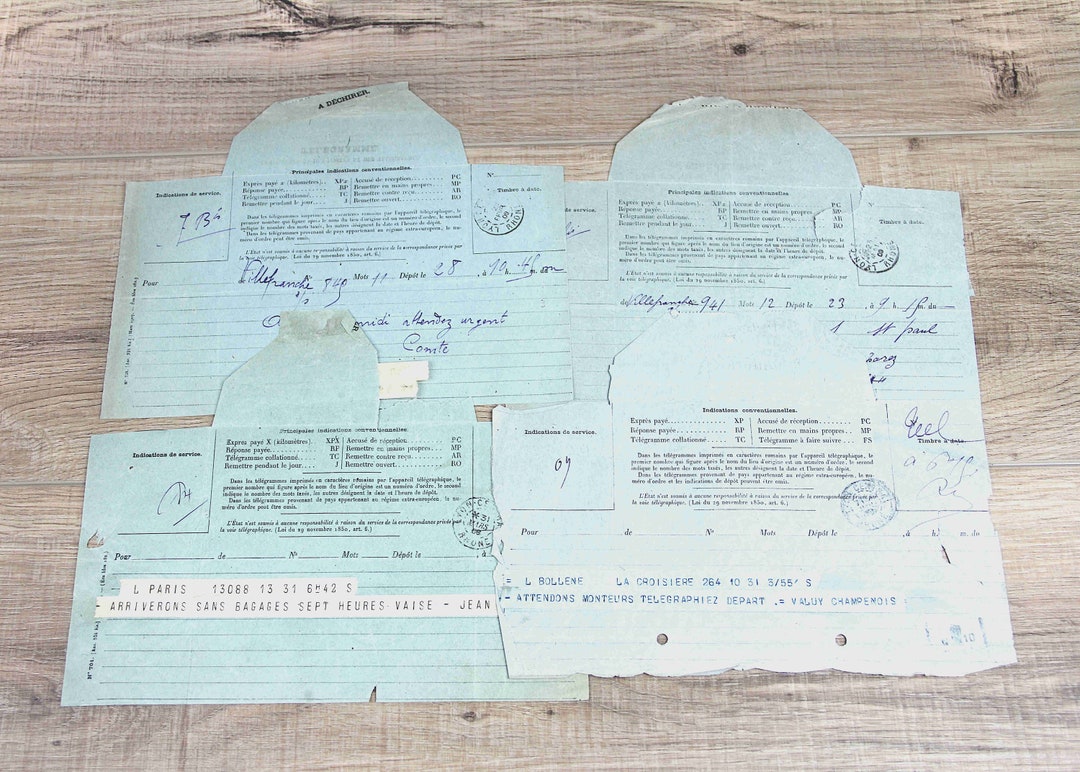 Set of 4 French Antique 1900s Telegram, Collectibles, France, Mixed ...