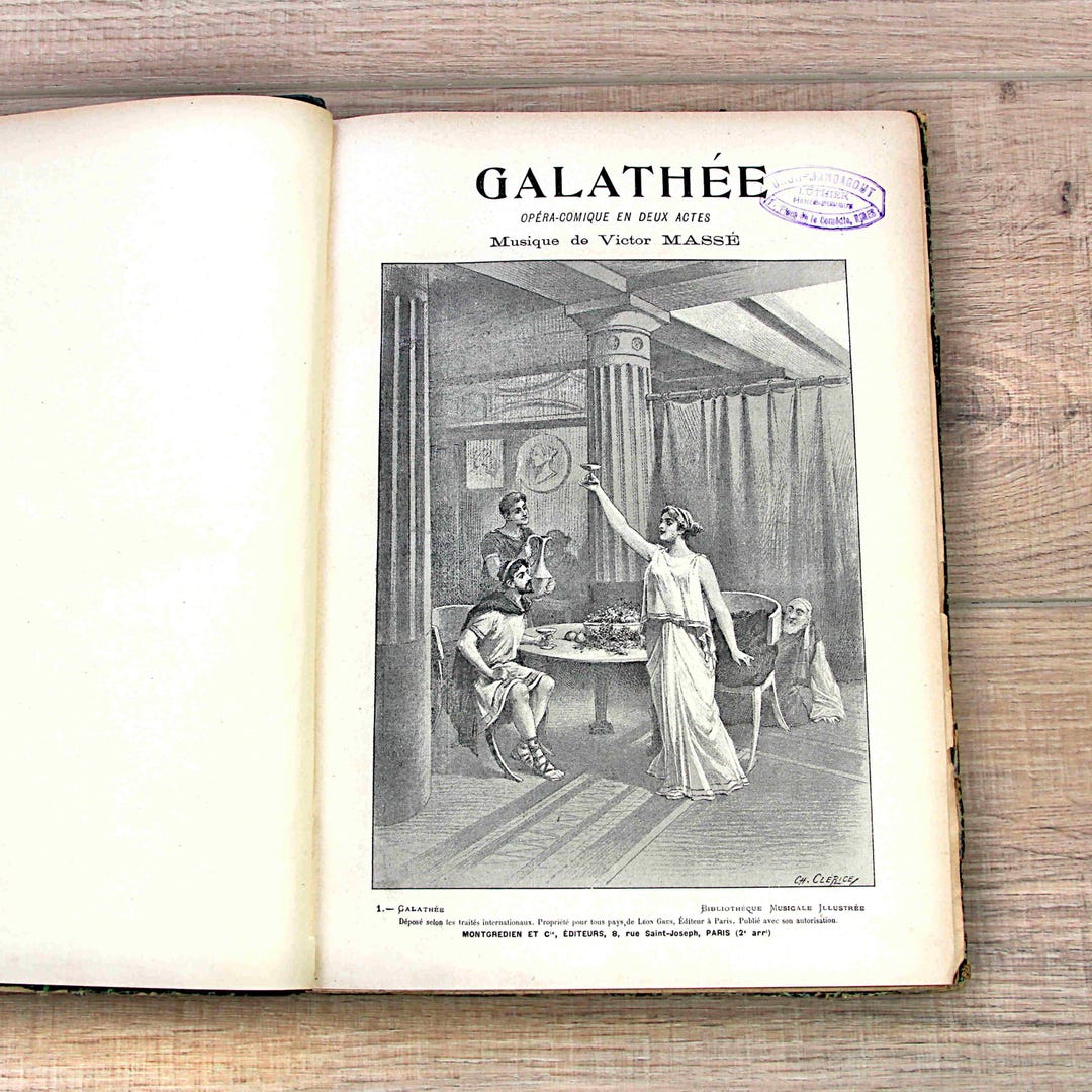 1890s Antique French Music Score Book, Galathée Opera by Massé Piano ...