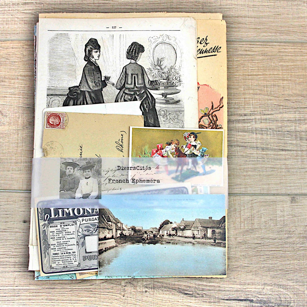 Antique French Ephemera Pack, 1900-1950s Old Paper, 40 Scrapbooking ...