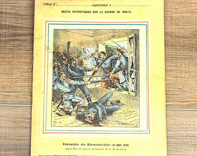 Antique French 1890s School Textbook: Patriotic Illustration, Hand ...