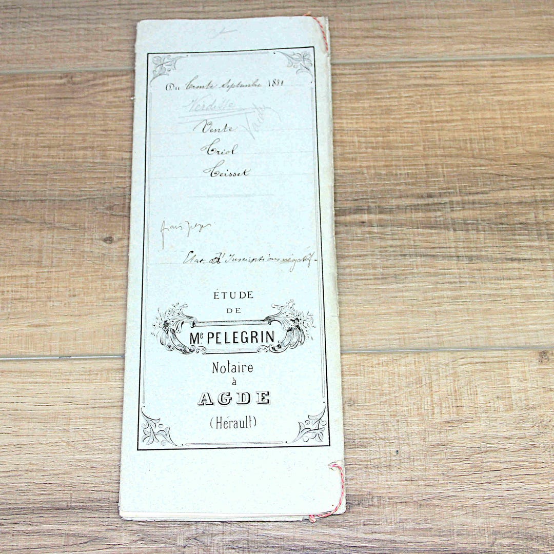 1800s Antique French Notarial Deeds, Solicitor Contracts With Its Grey ...