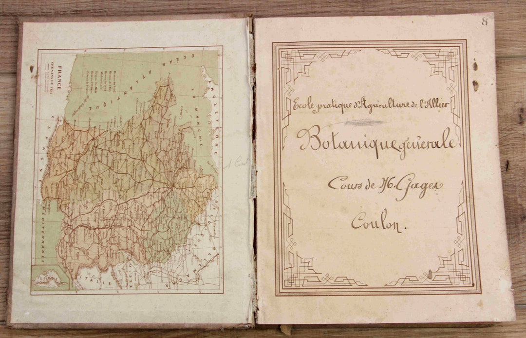 1890s Antique French School Notebook, Agriculture Textbook, Unique ...
