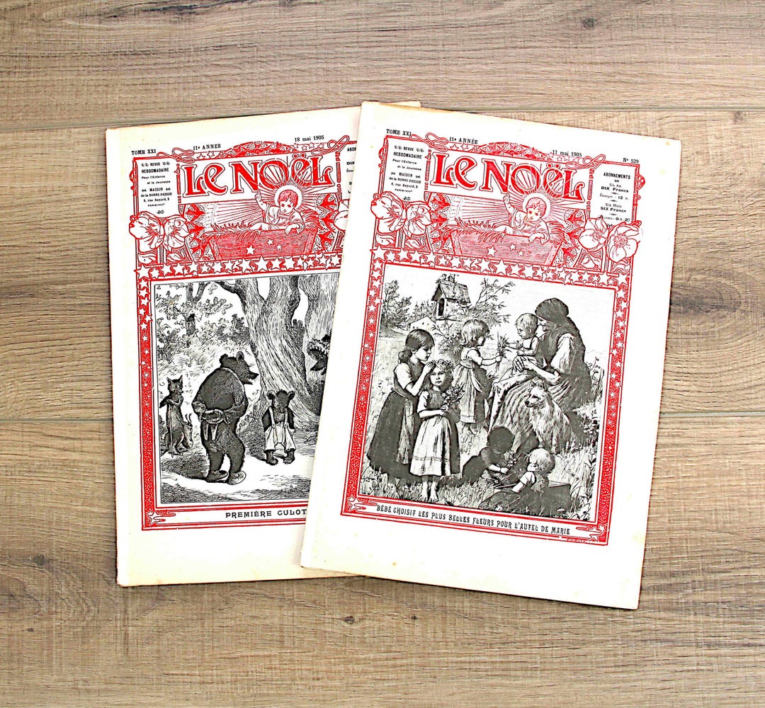 1900s Antique French Magazines, Set of 2 Le Noel May 1905 Family ...