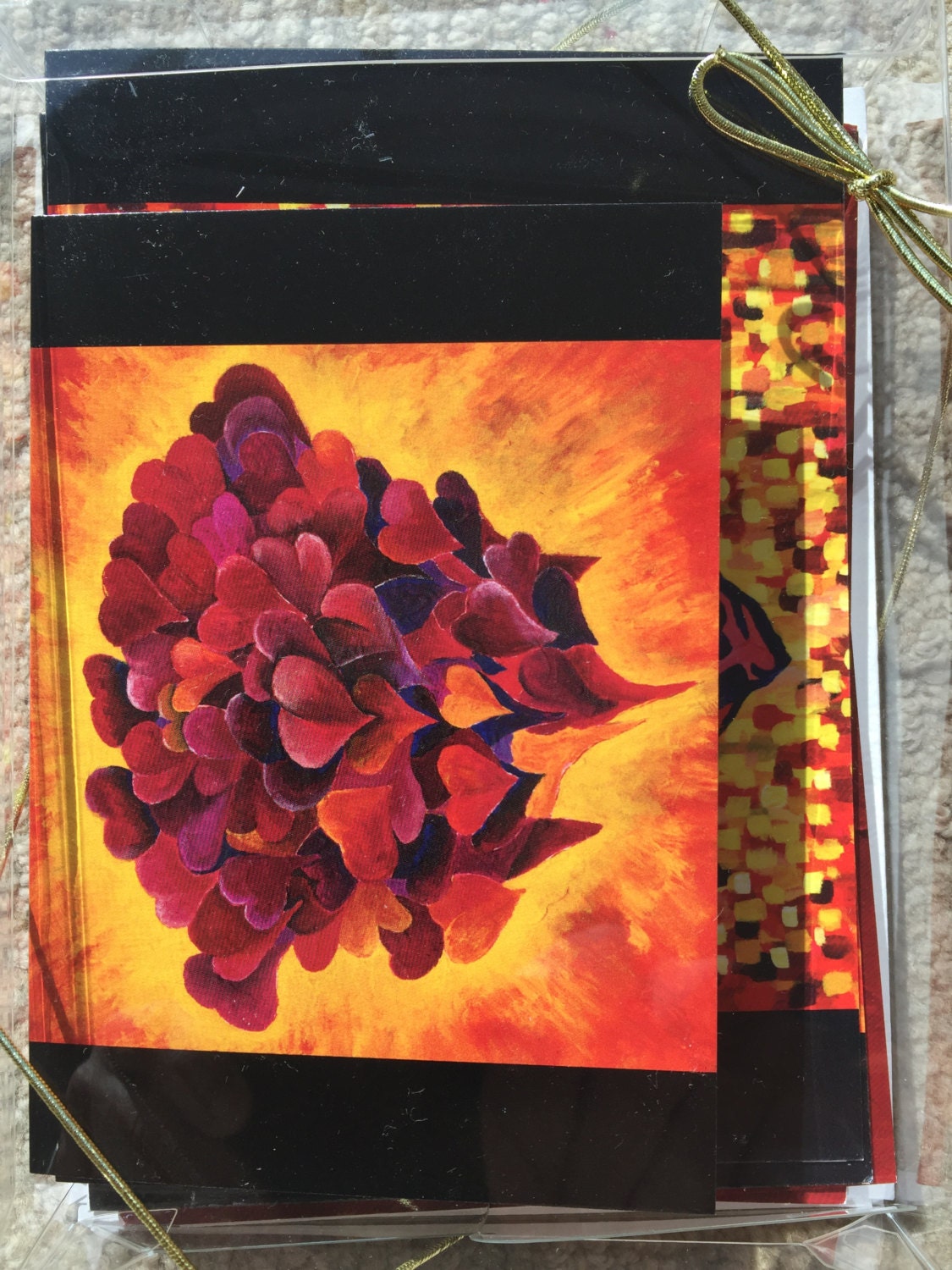 Pack of 6, Greeting and Note Cards, Artistic Cards, Red Cards, Blank ...