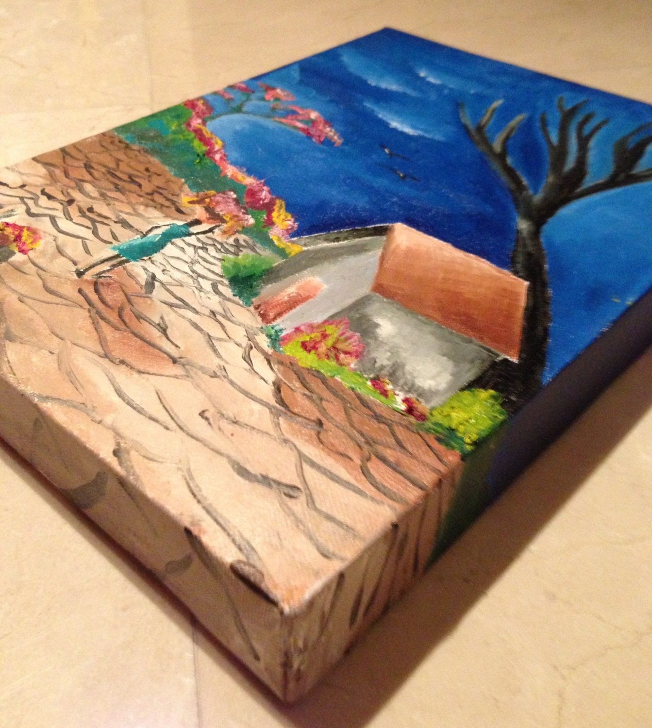 Art, Painting, Original Art, Original Oil Painting, Blue Landscape ...