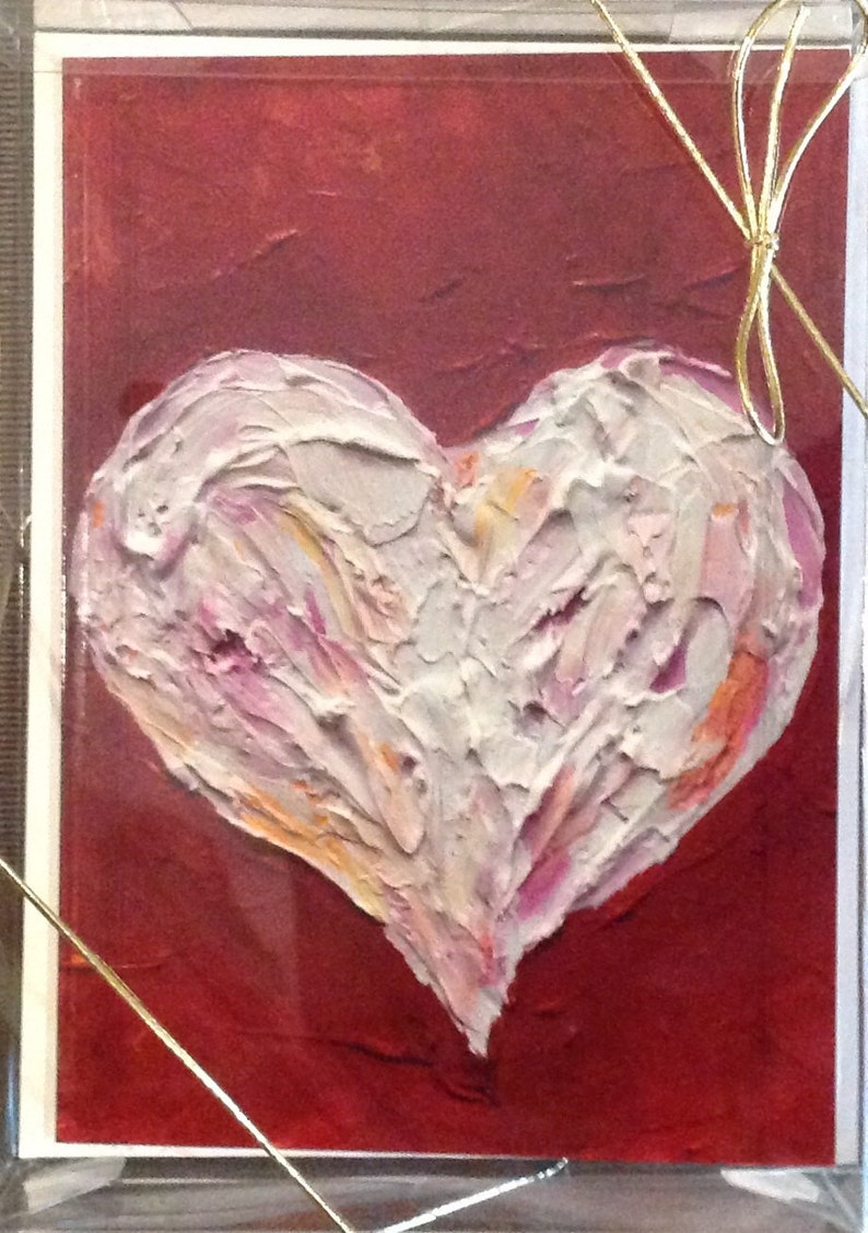 PURE HEART, Pack of 5, Greeting Cards, Artistic Cards, Art Cards, Red ...