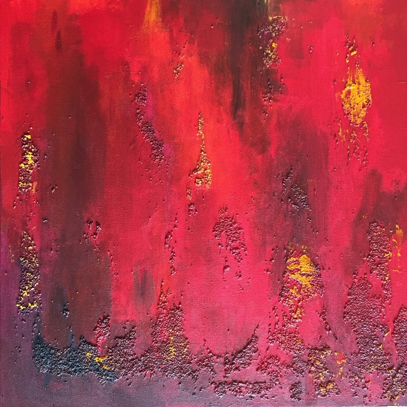 Pintura roja rojo abstracto arte arte contemporáneo arte | Etsy