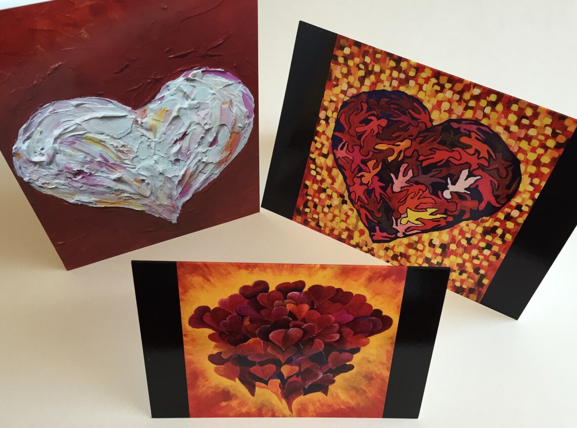 Pack of 6, Greeting and Note Cards, Artistic Cards, Red Cards, Blank ...