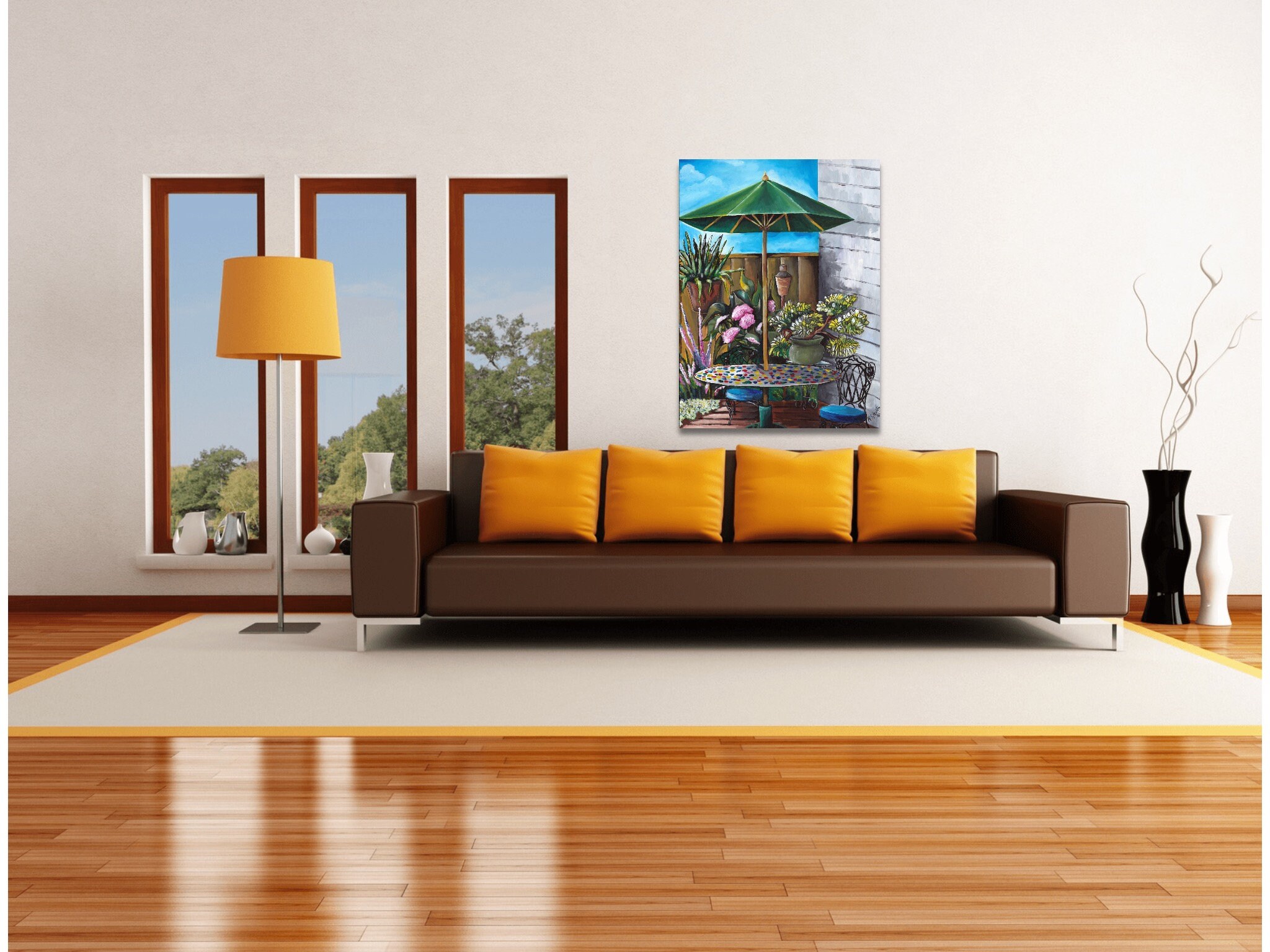 Large Wall Art Contemporary Landscape Still Life Home Decor Green and ...