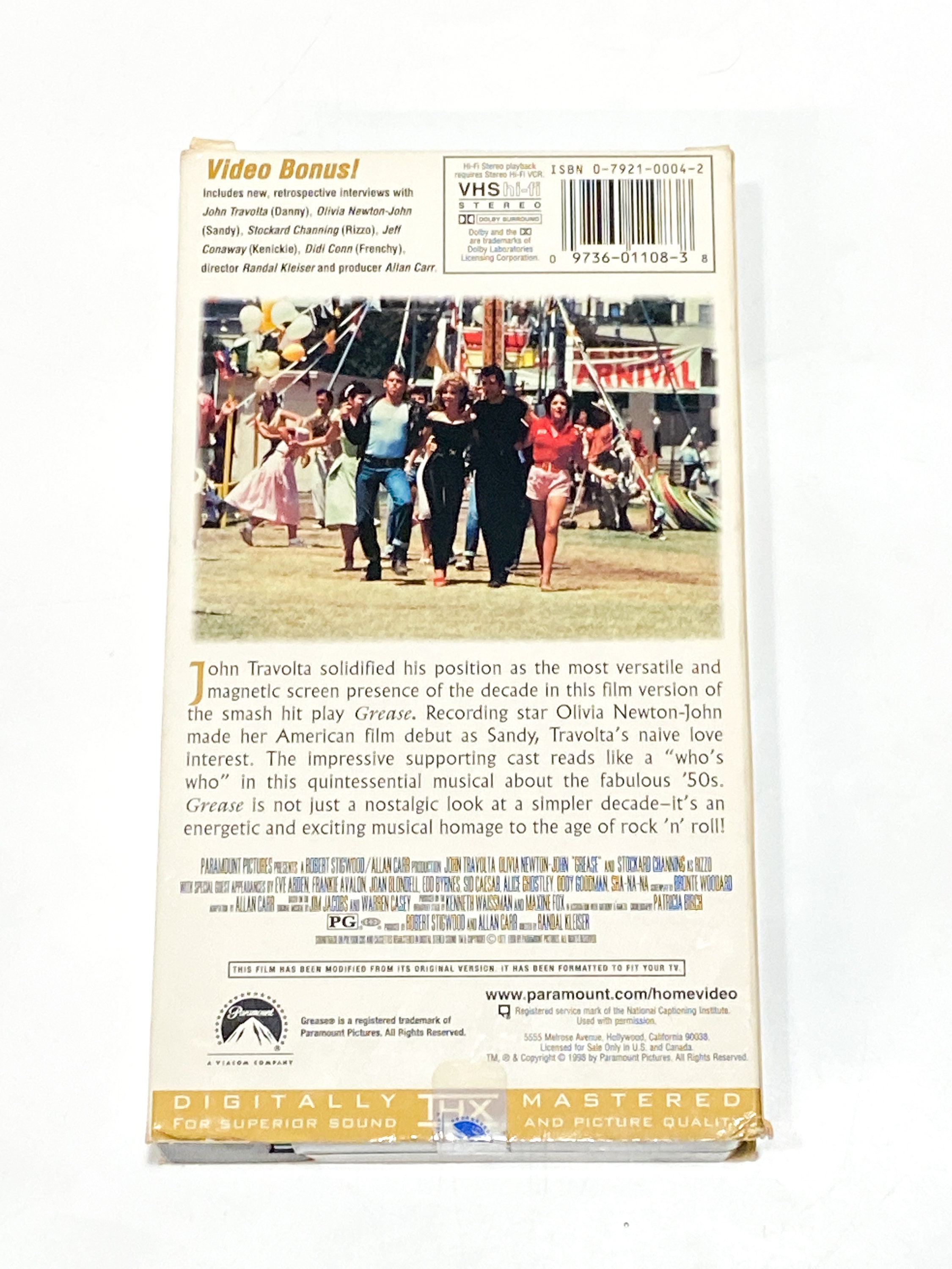 Grease VHS Iconic Musical Romance Cult Classic Film Video Cassette Tape ...