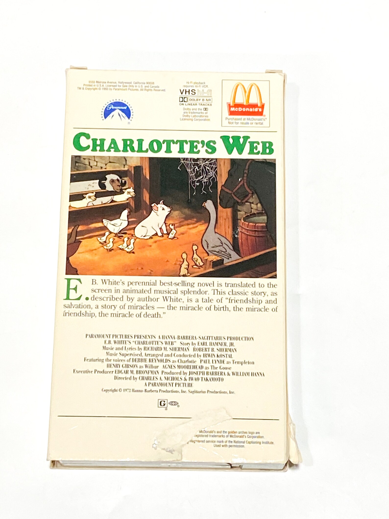 Charlotte's Web VHS Movie: Animated Cult Classic, Pre-owned - Etsy