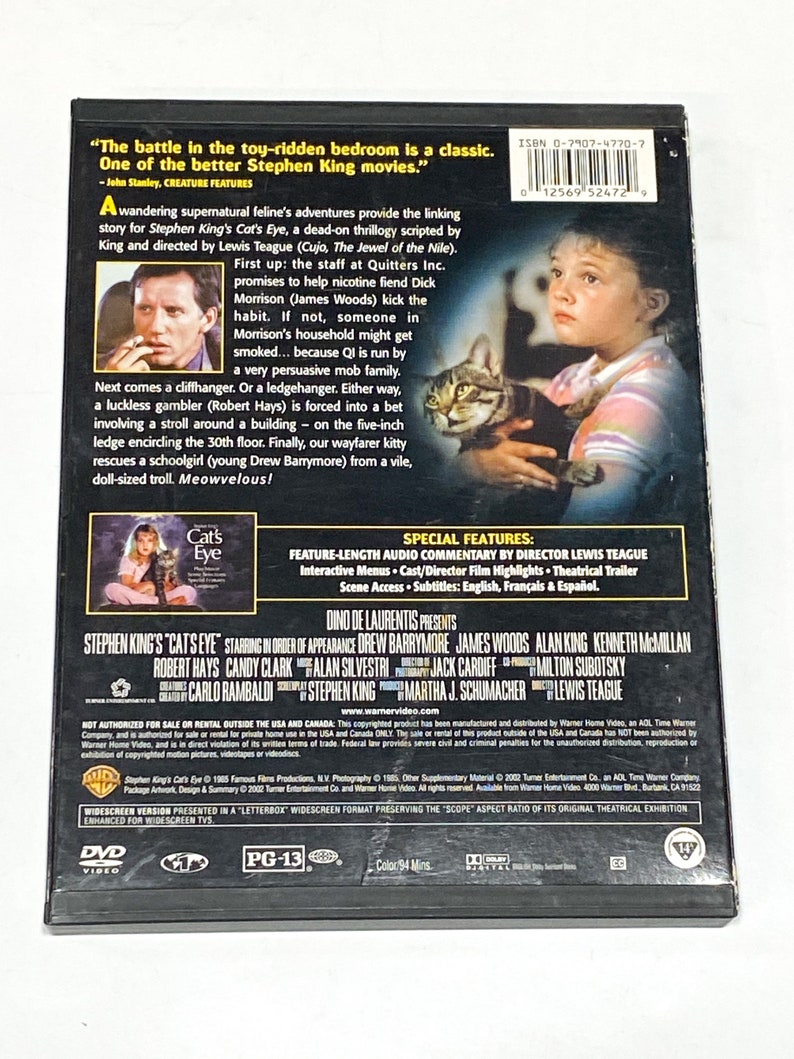 Stephen King Cat's Eye DVD: Cult Classic Horror (pre-owned) - Etsy