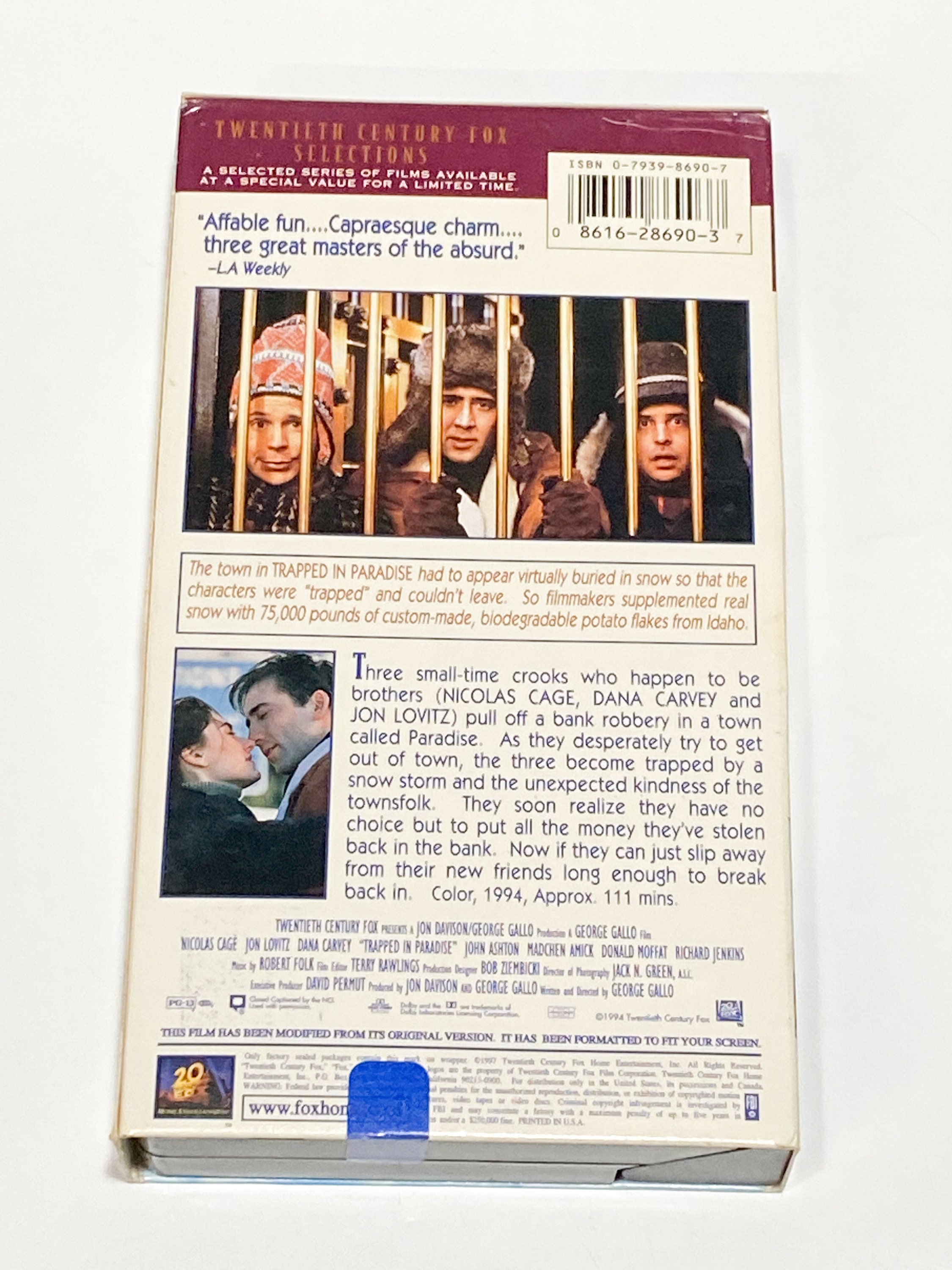 Trapped in Paradise Nicolas Cage VHS Movie VCR Tape Video Cassette Tape ...