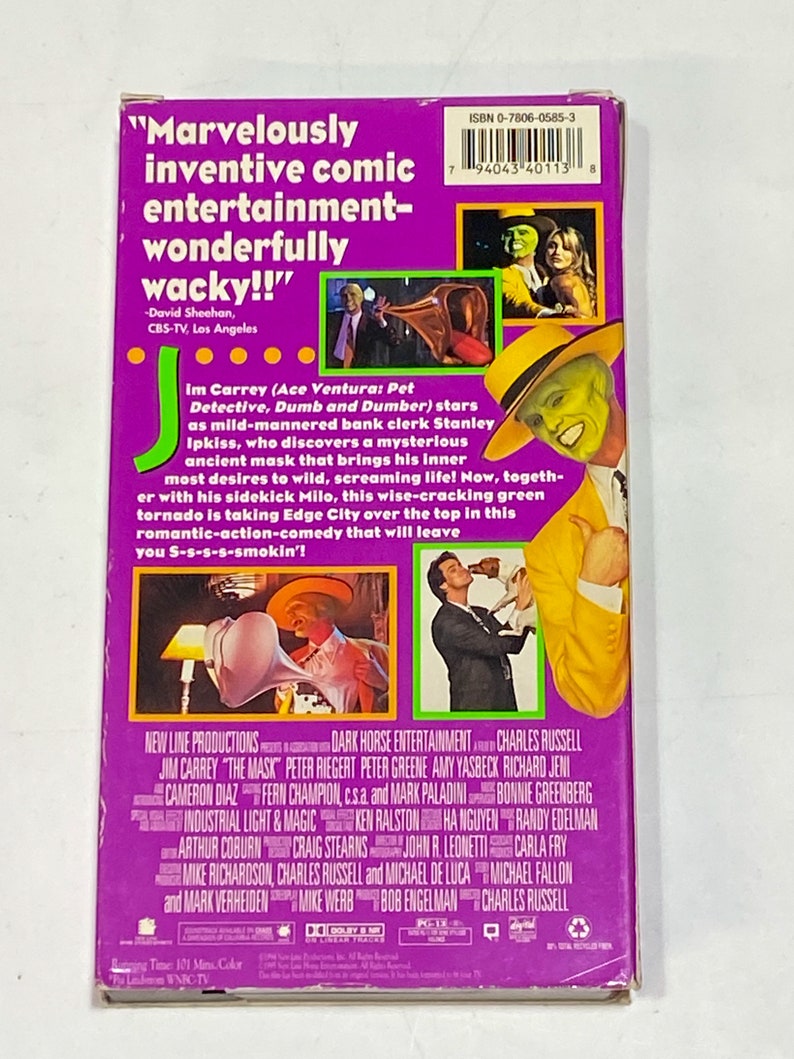 The Mask Jim Carrey VHS Tape Vintage VCR Tape Cult Classic Movie Pre ...