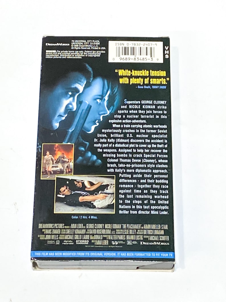 The Peacemaker Action VHS Movie VCR Tape Video Cassette Tape Cult ...