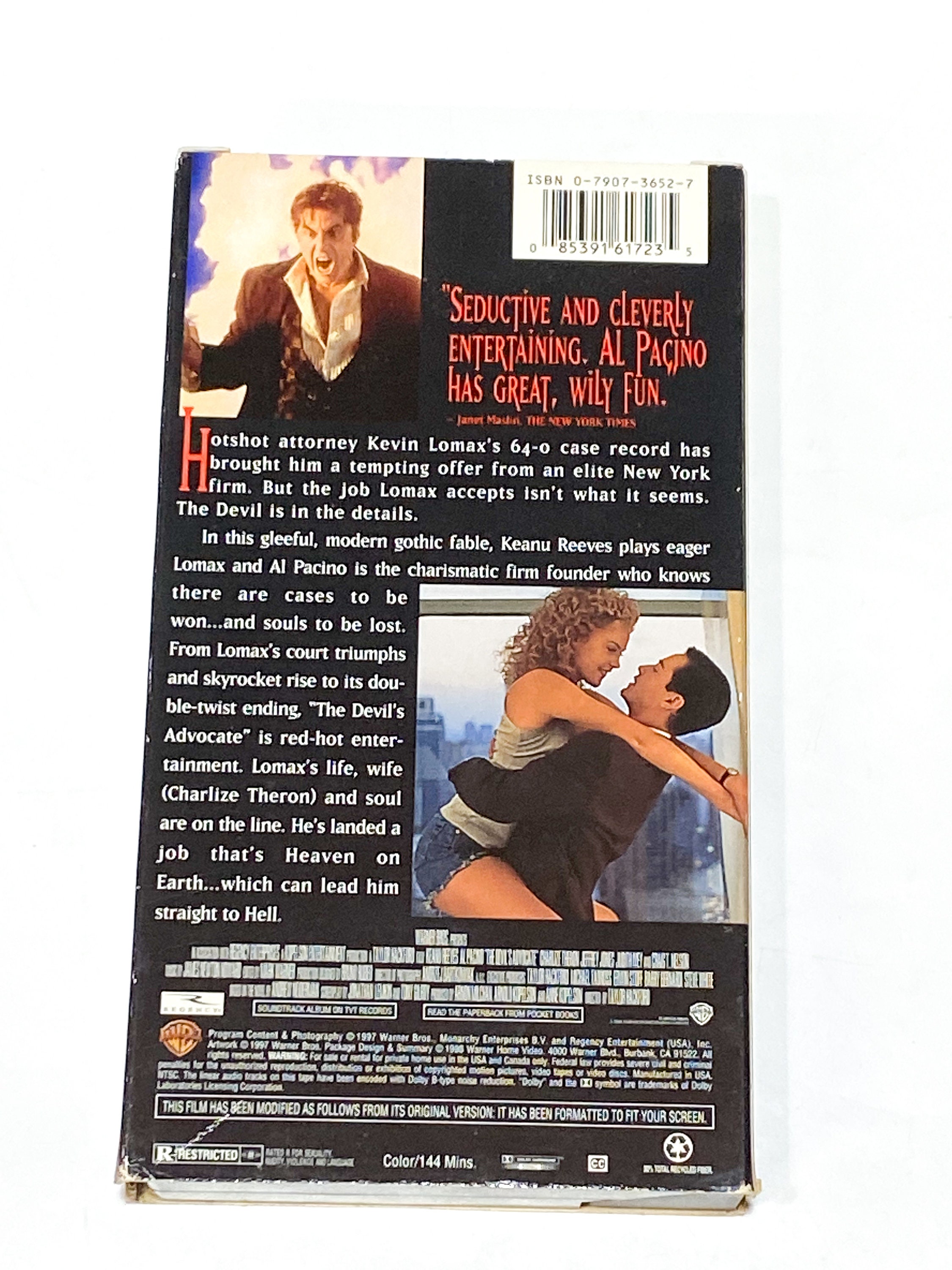 Devils Advocate Keanu Reeves VHS Movie VCR Tape Cult Classic Film Video ...