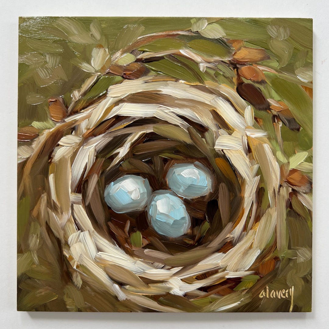 5X5 Bird Nest Oil Painting on Flat Panel. 'twigs' note Shipping Information. - Etsy