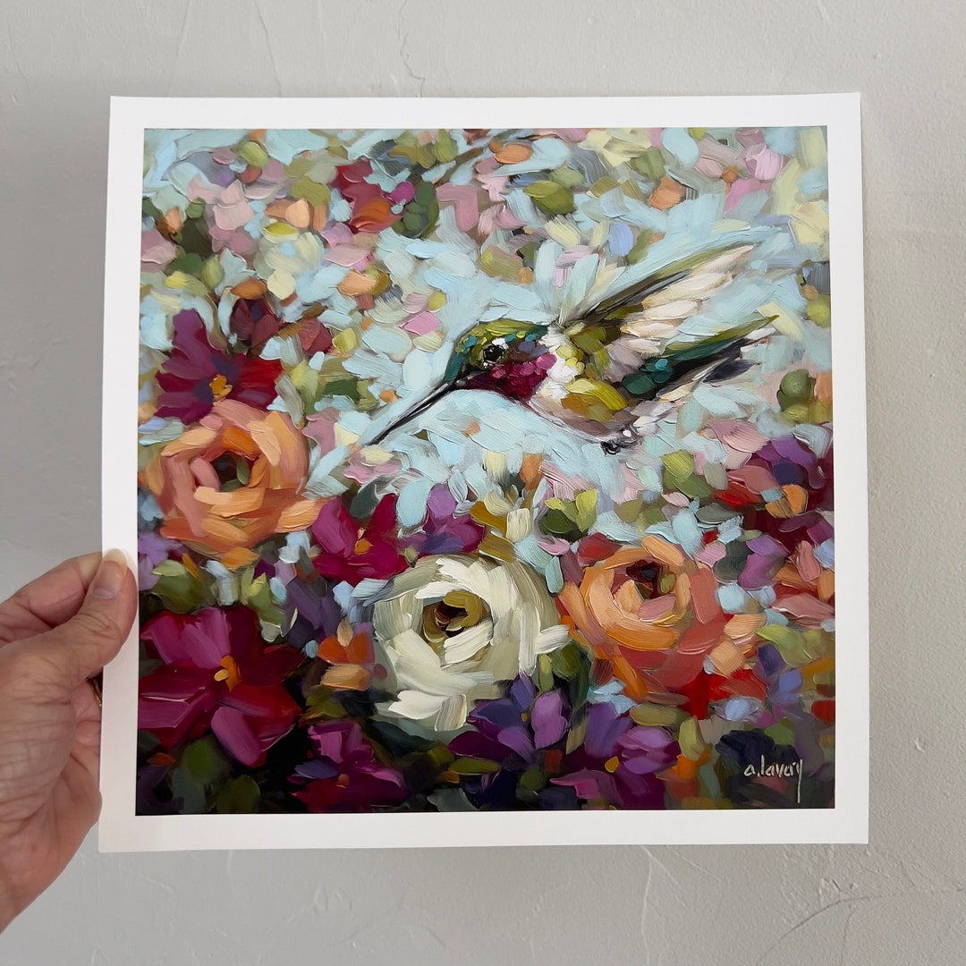 PRINT 'spring Joy' Hummingbird Fine Art Bird Print. Made to Order.note ...