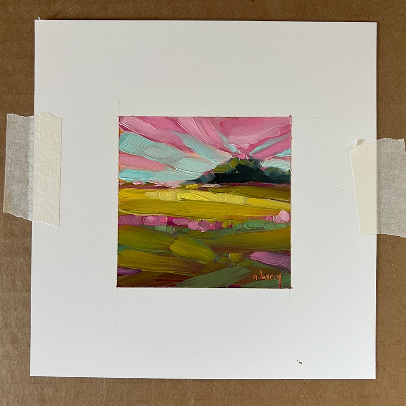 3x3 83 Mini Impressionistic Landscape Painting, 3x3 Oil on Fine Art ...