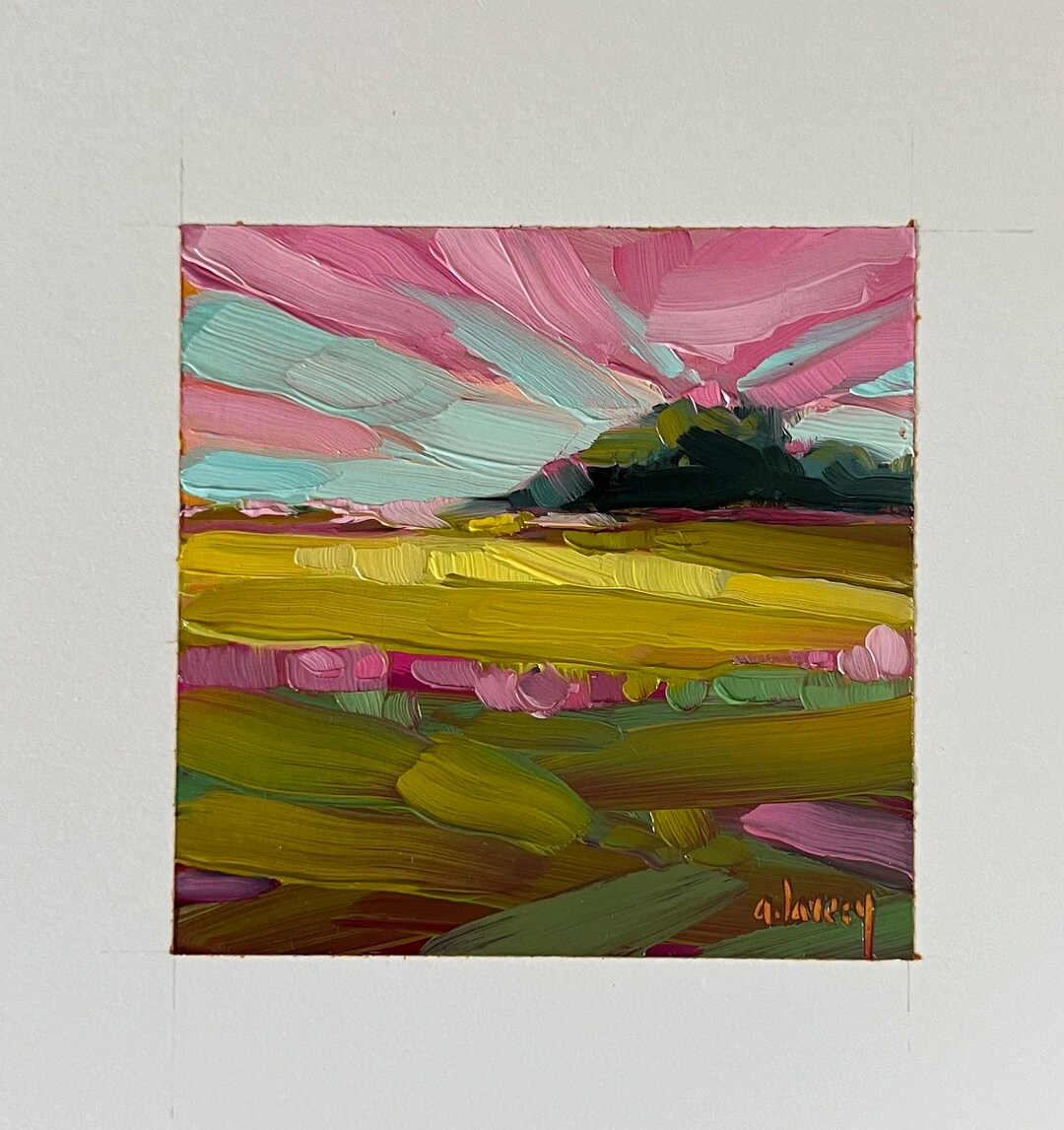 3x3 83 Mini Impressionistic Landscape Painting, 3x3 Oil on Fine Art ...