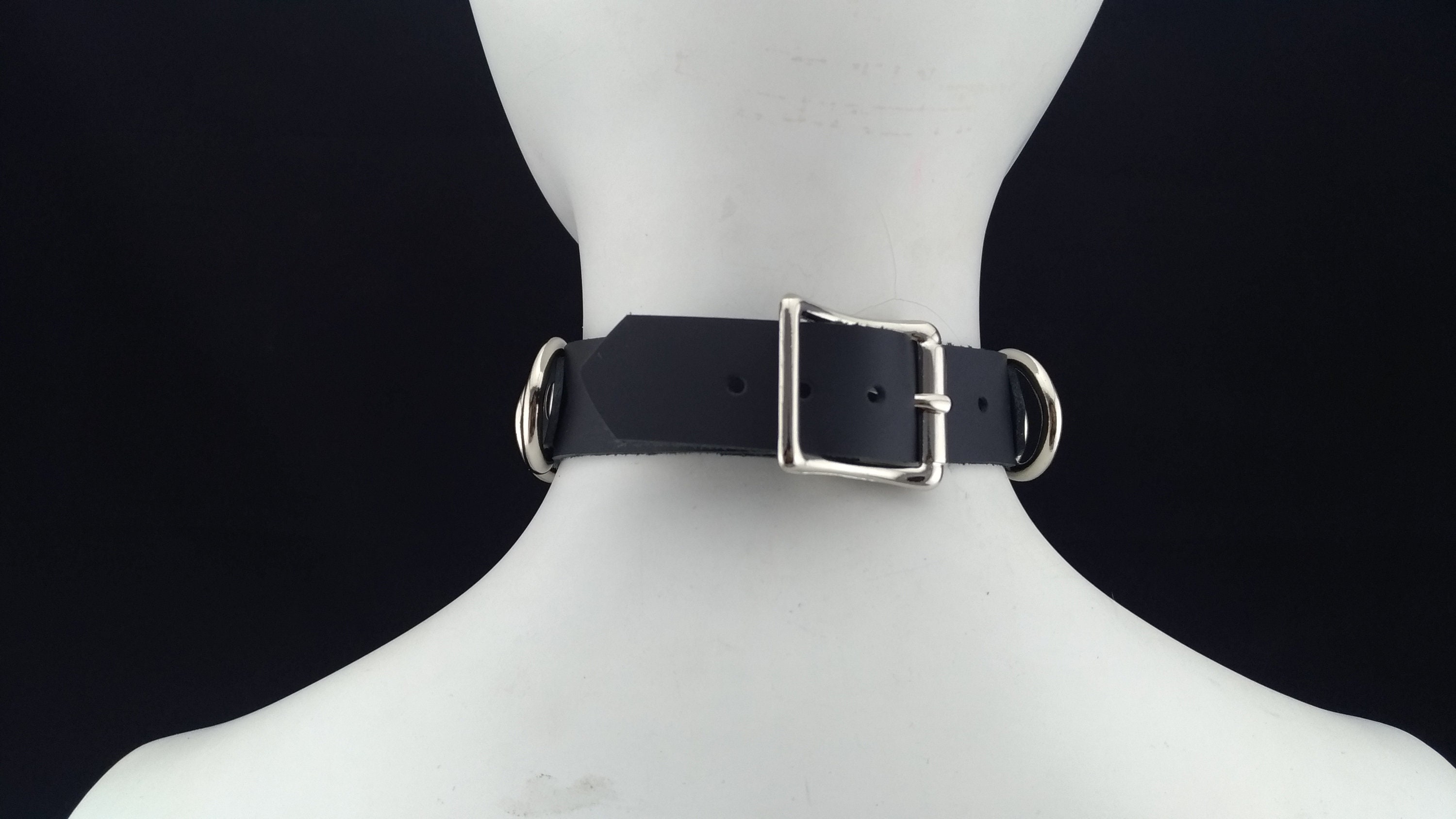 Choker Echtleder Choker Kragen schwarz Leder Sextuple D | Etsy