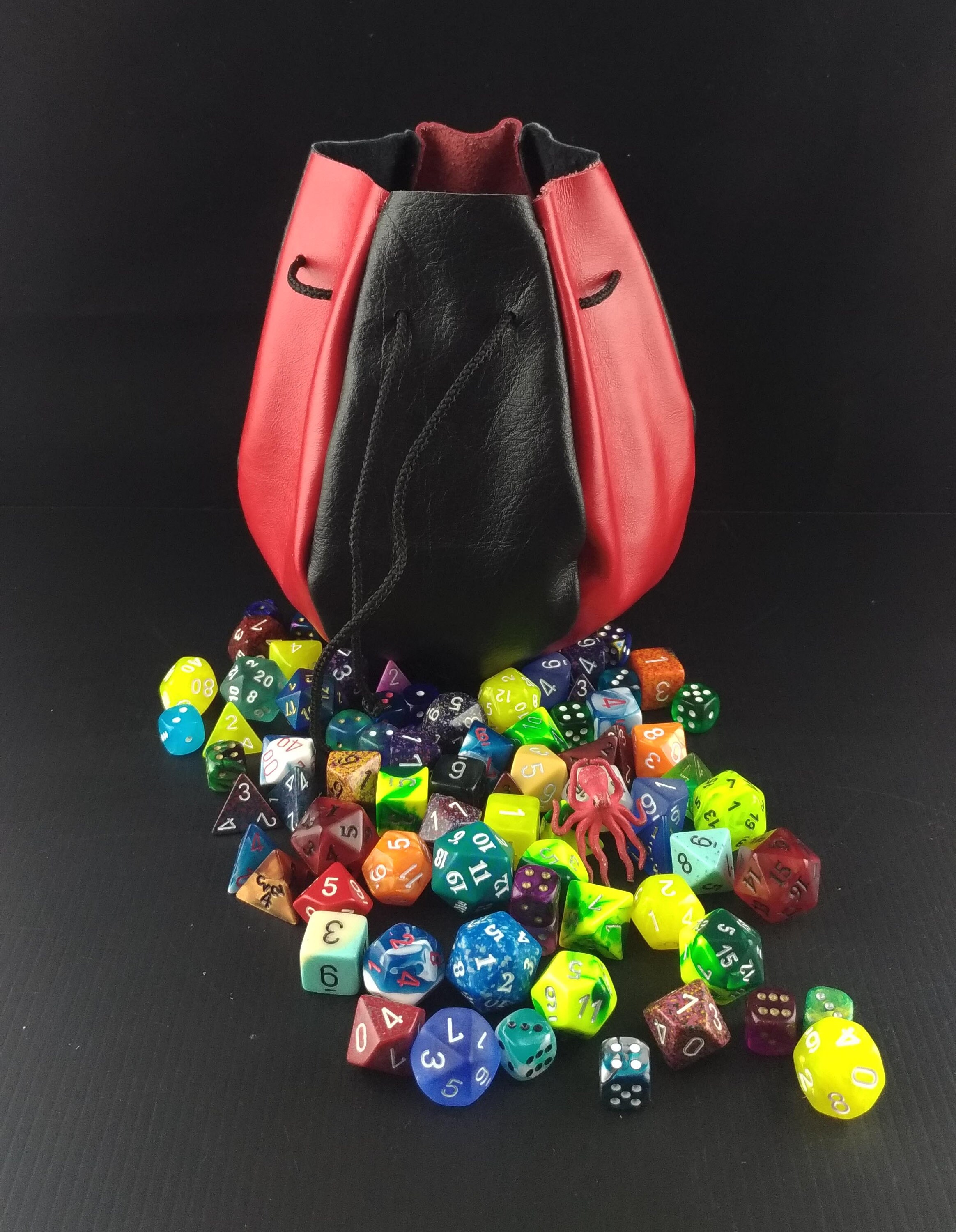 Hand Made Genuine Leather Dice Bag Pear Dice Pouch Black & | Etsy