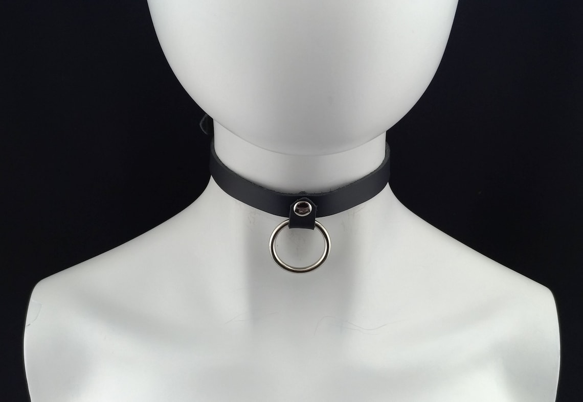 O Ring Choker Genuine Leather Choker Collar Black Leather - Etsy
