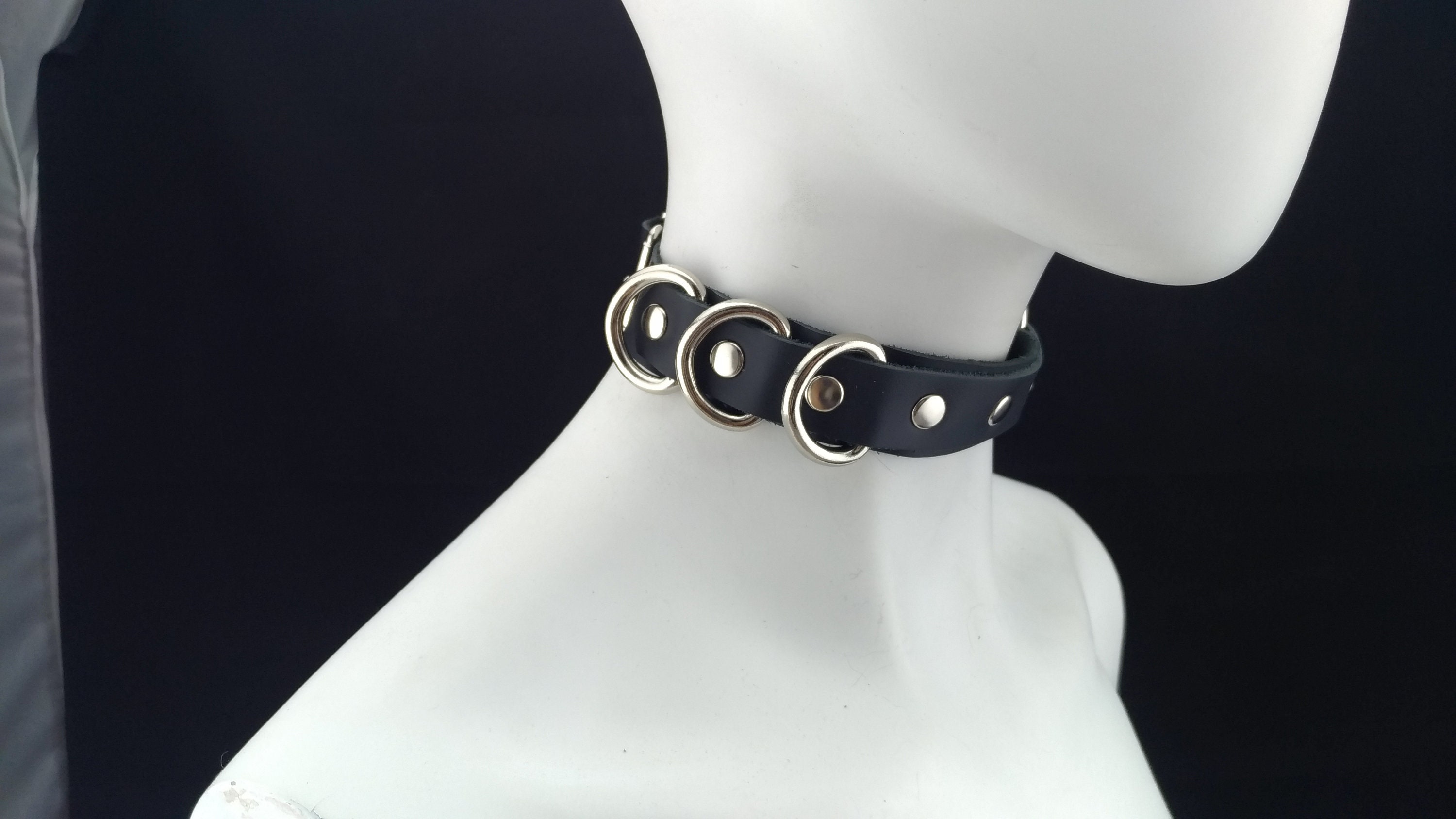 Choker Echtleder Choker Kragen schwarz Leder Sextuple D | Etsy