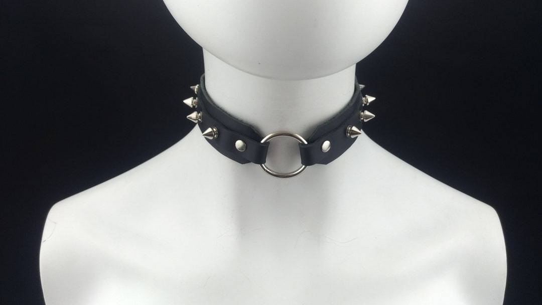Fancy O Ring Choker Genuine Leather - Fancy O Ring Choker Collar Black ...