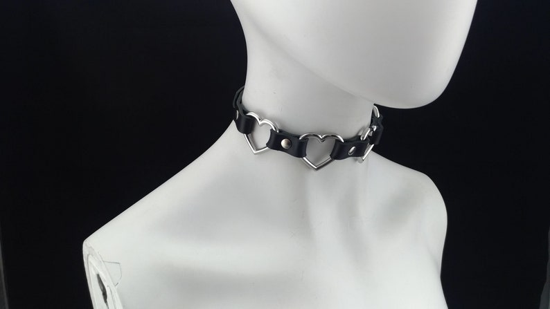 Heart Choker Genuine Leather Choker Collar Dual Color Black - Etsy
