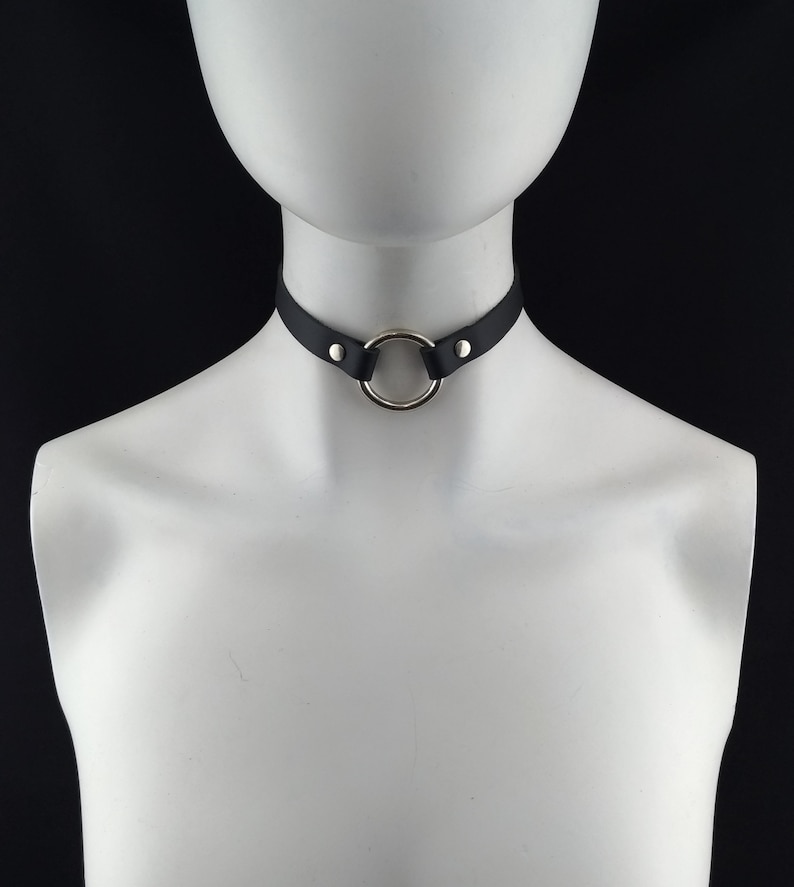 O Ring Choker Genuine Leather Choker Collar Black Leather O - Etsy