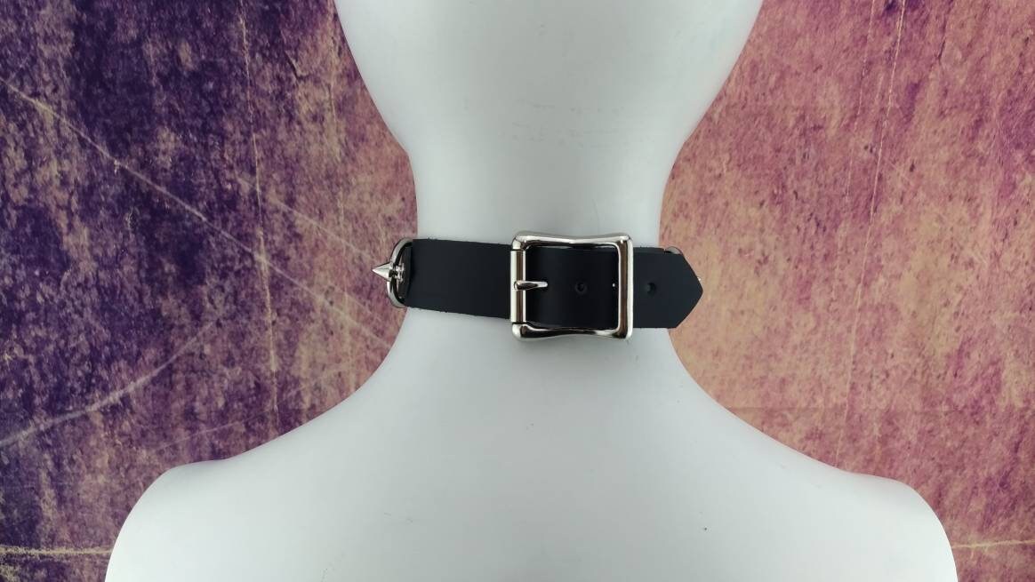 Choker Genuine Leather - Choker Collar Black Leather Choker With Metal ...