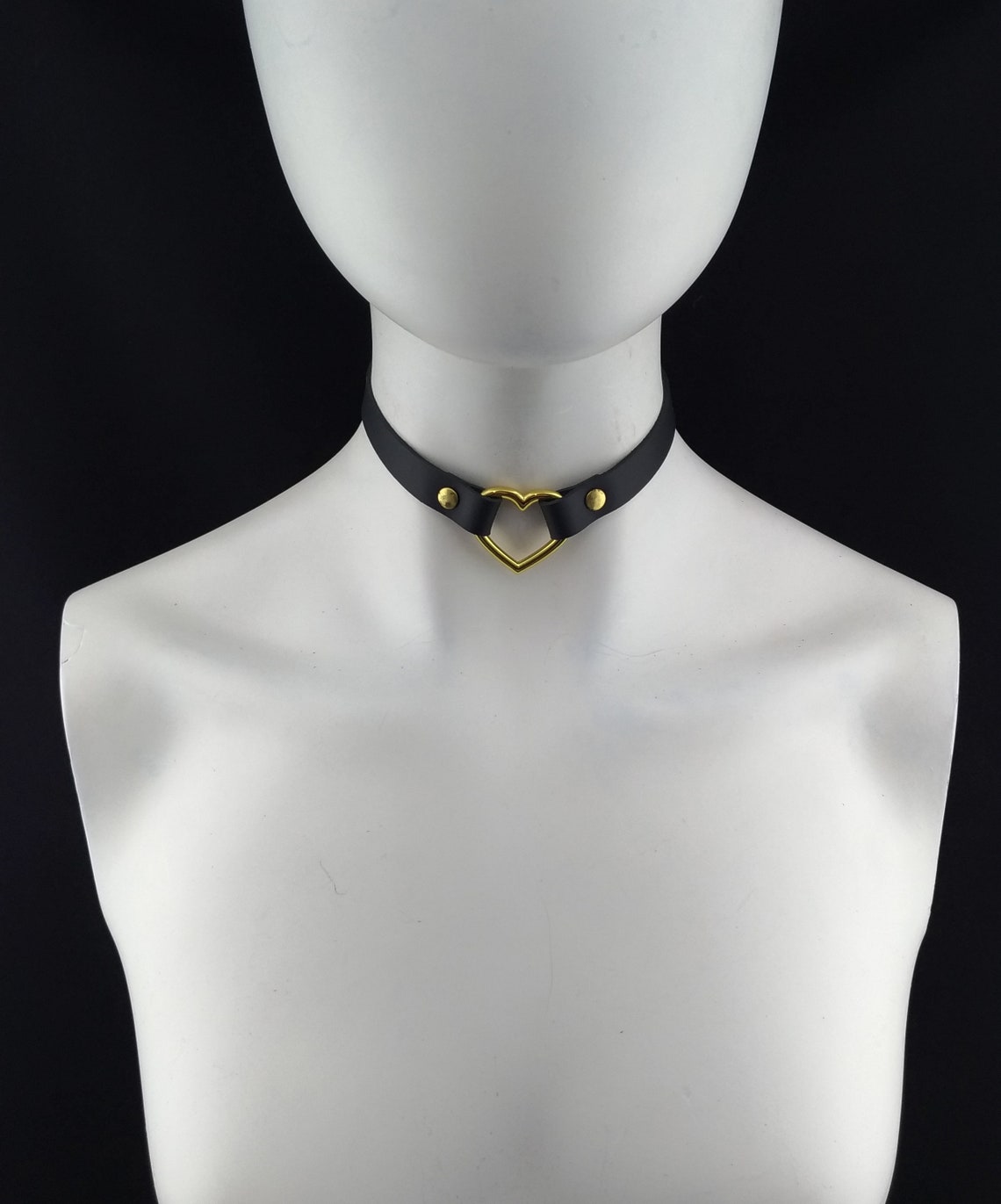 Heart Choker Genuine Leather Choker Collar Black Leather - Etsy
