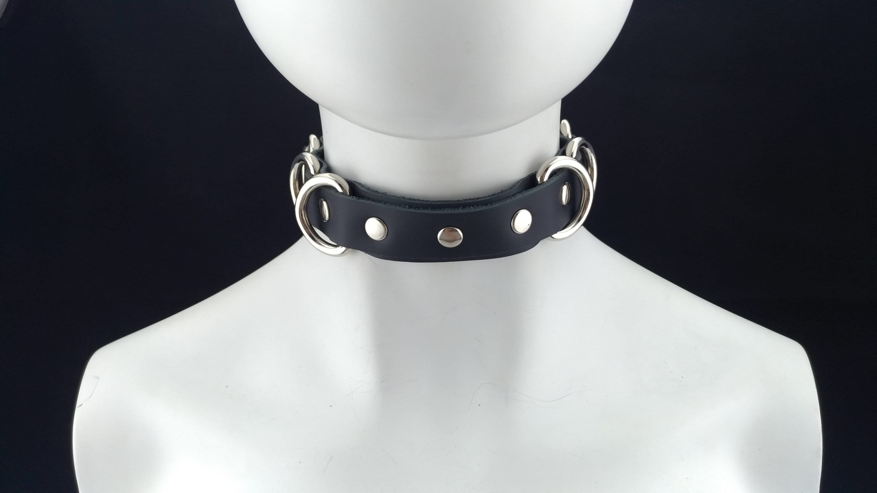 Choker Echtleder Choker Kragen schwarz Leder Sextuple D | Etsy