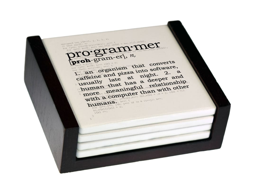 Programmer Definition Coaster Set - Ceramic Tile With Cork Back - 4 ...