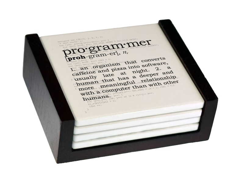 Programmer Definition Coaster Set Sandstone Tile with Cork | Etsy Programmer Definition Coaster Set Sandstone Tile with Cork | Etsy