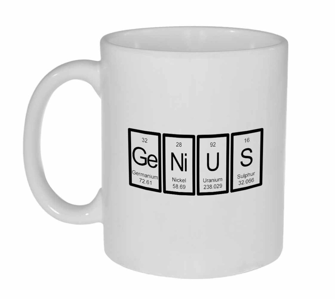 Genius Mug - Periodic Table of Elements - Funny White Ceramic Coffee or ...