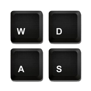 Computer Gamer Coasters - 4 Piece Set - Computer W,A,S,D Control Keys ...