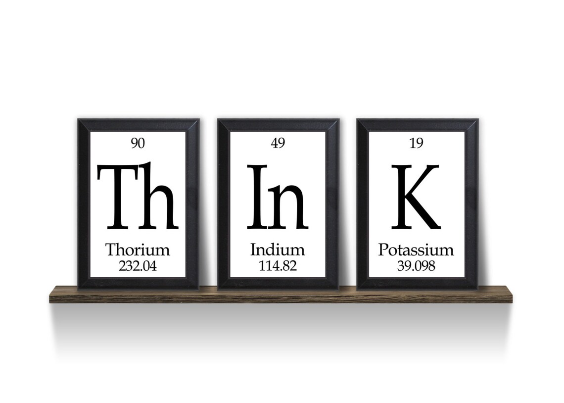 Think Periodic Table Framed 3 Piece Wall Plaque Set | Etsy