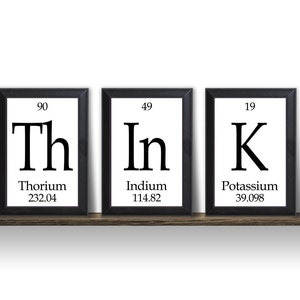 Think Periodic Table Framed 3 Piece Wall Plaque Set - Etsy