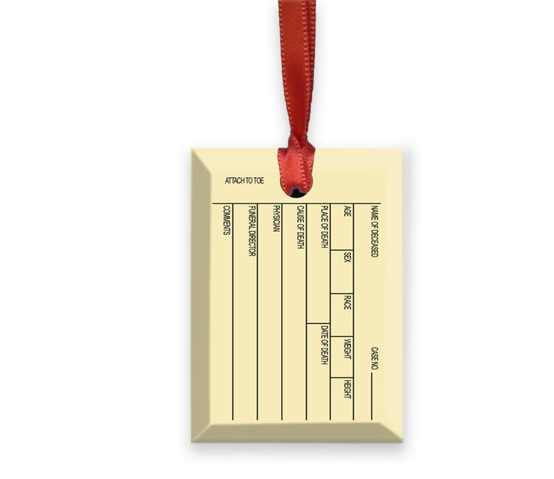 Glass Autopsy Toe Tag Christmas Ornament- Beveled Ornament - Etsy