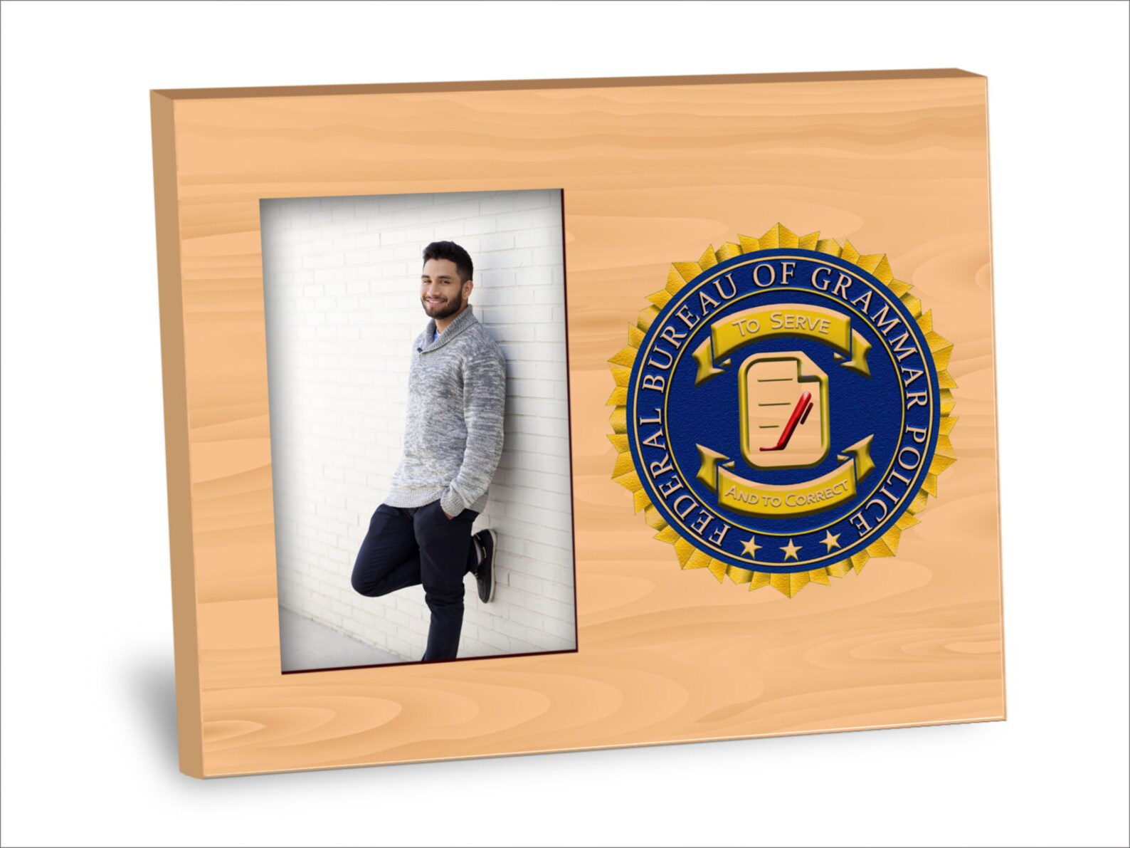 Federal Bureau of Grammar Police Picture Frame - Personalization ...