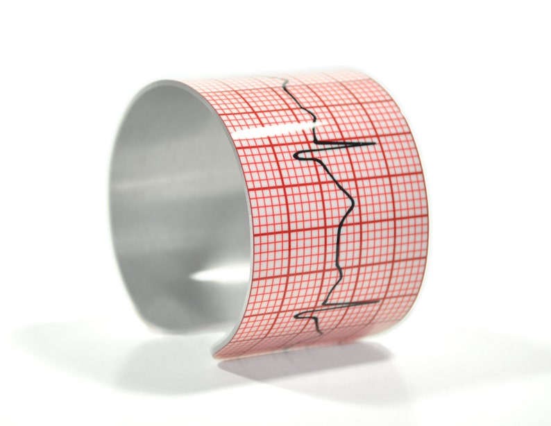 Valentine Geek Gift Heart Monitor EKG Tape Aluminum Bracelet - Etsy