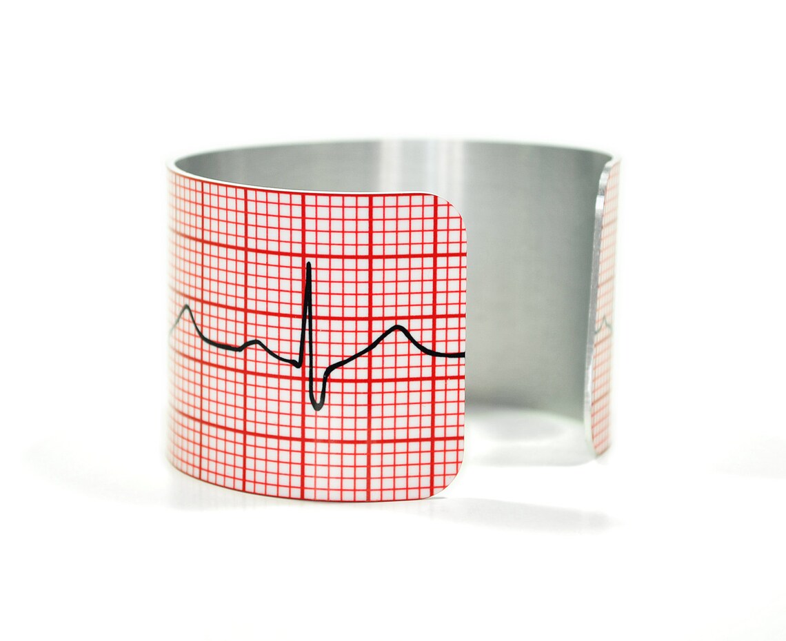 Valentine Geek Gift Heart Monitor EKG Tape Aluminum Bracelet - Etsy