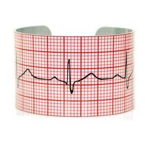 Valentine Geek Gift Heart Monitor EKG Tape Aluminum Bracelet Cuff - Etsy