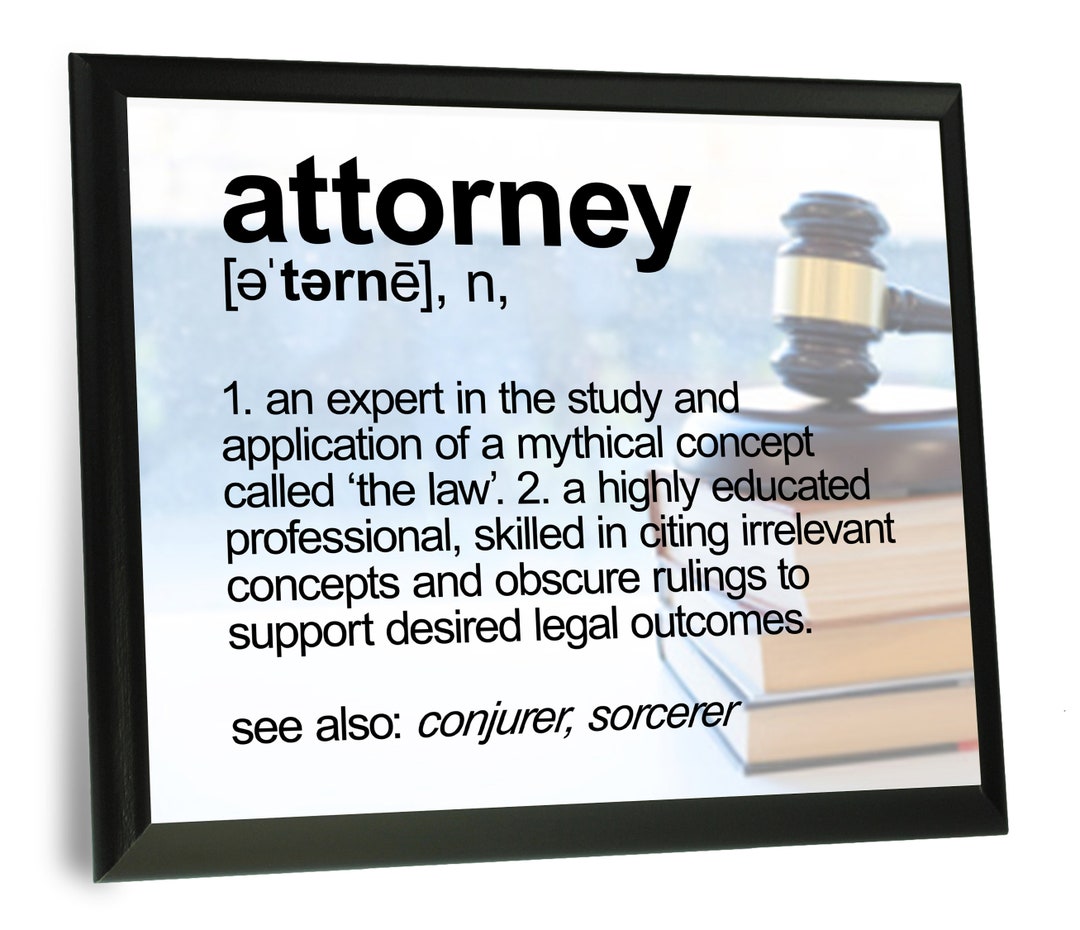 Attorney Definition - Wood Sign With Built in Frame - 9"x12" - Nerdy ...