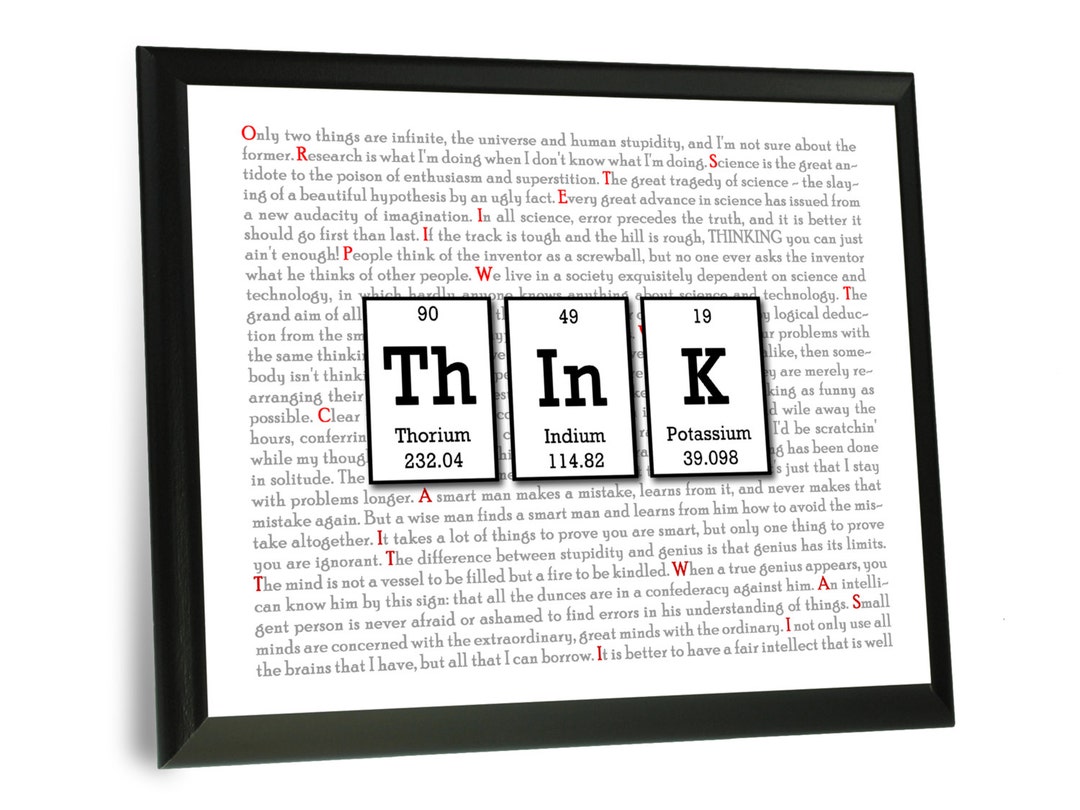 Think Sign - Periodic Table Science Chemistry Wine Wood Sign With Built ...
